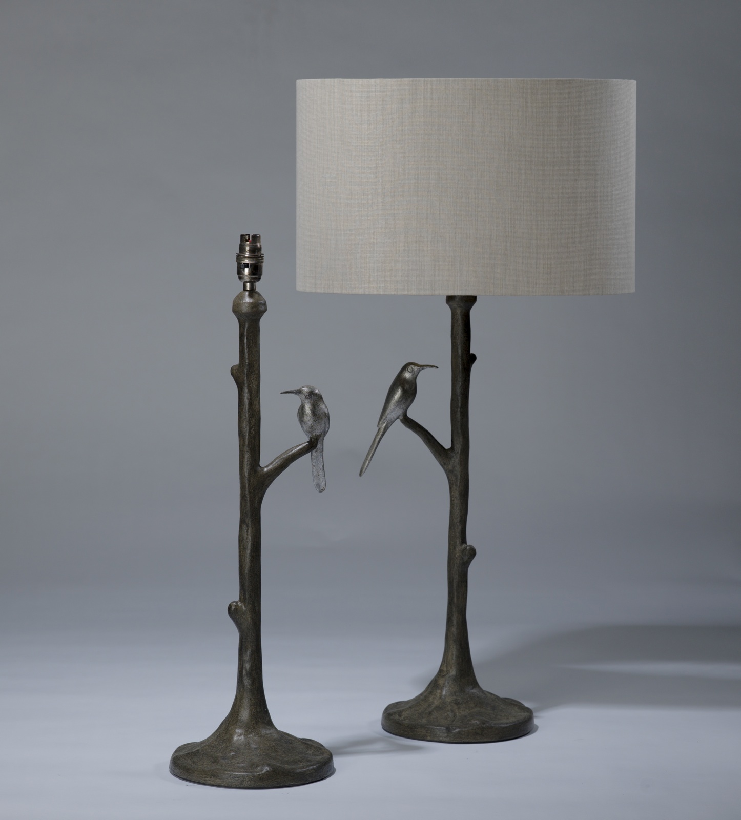 Pair Of Medium 'single Humming Bird' Lamps In Brown Grey, Distressed ...