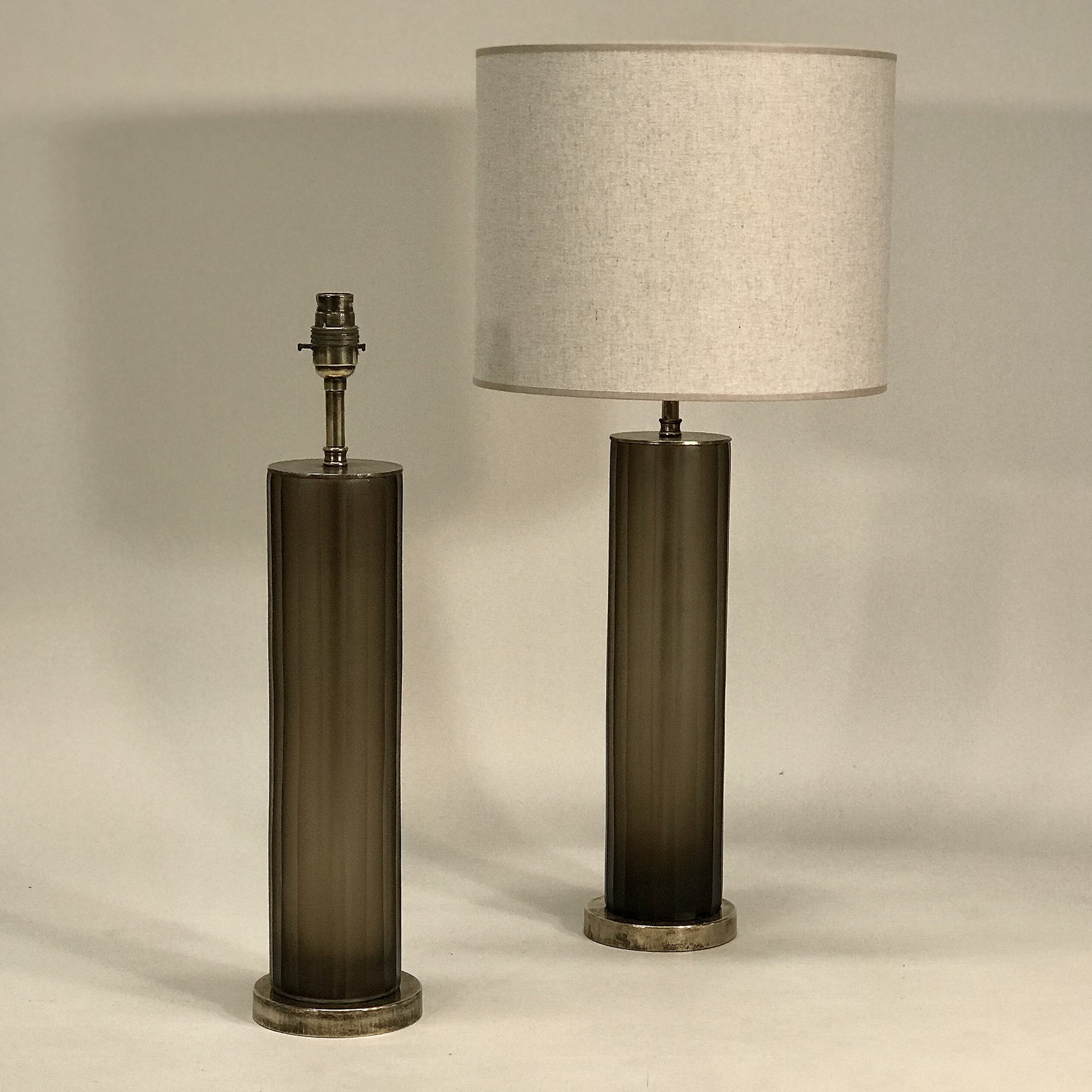 Pair Of Medium Cut Brown Glass 'laura' Lamps On Antique Brass Bases ...
