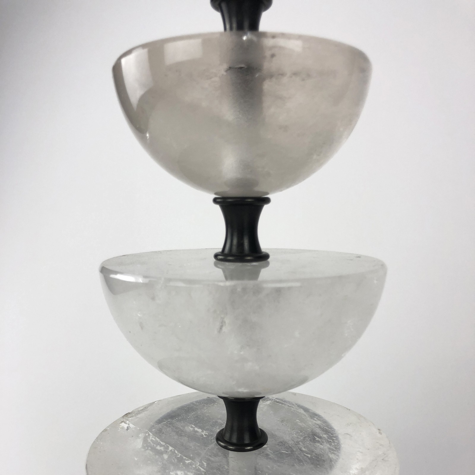 Pair of Medium Rock Crystal 'Fountain' Lamps on Square Brown Bronze ...