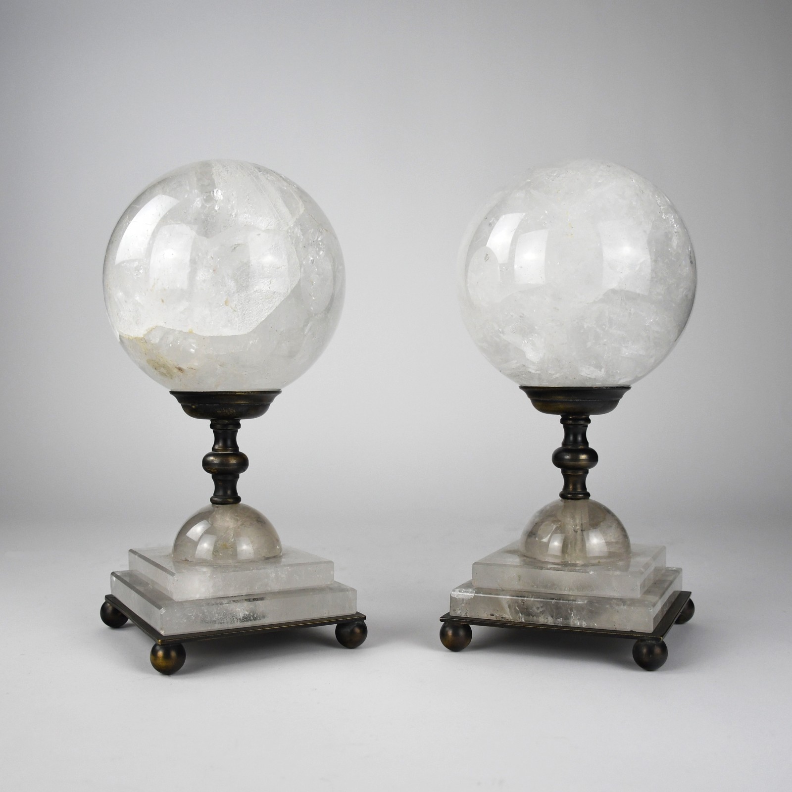 Pair of Rock Crystal Balls on Antique Brass Bases (T6462) - TYSON ...