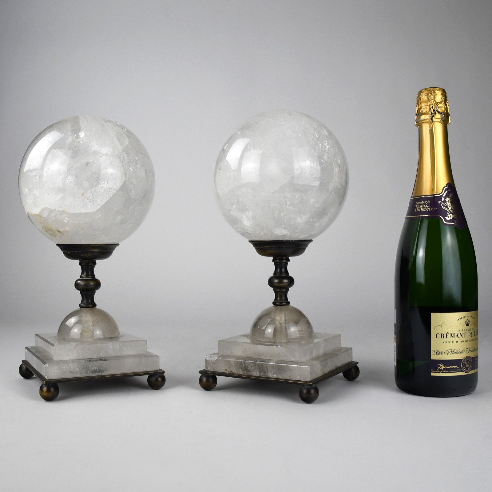Pair of Rock Crystal Balls on Antique Brass Bases (T6462) - TYSON ...