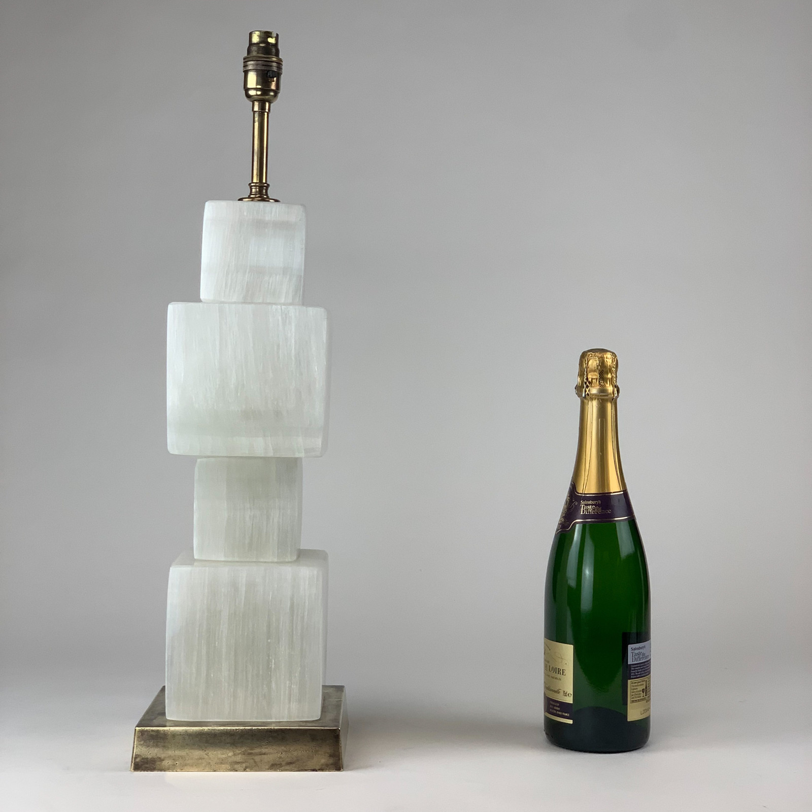 Pair Of Selenite Cube Lamps On Antique Brass Bases (T6867) - TYSON ...