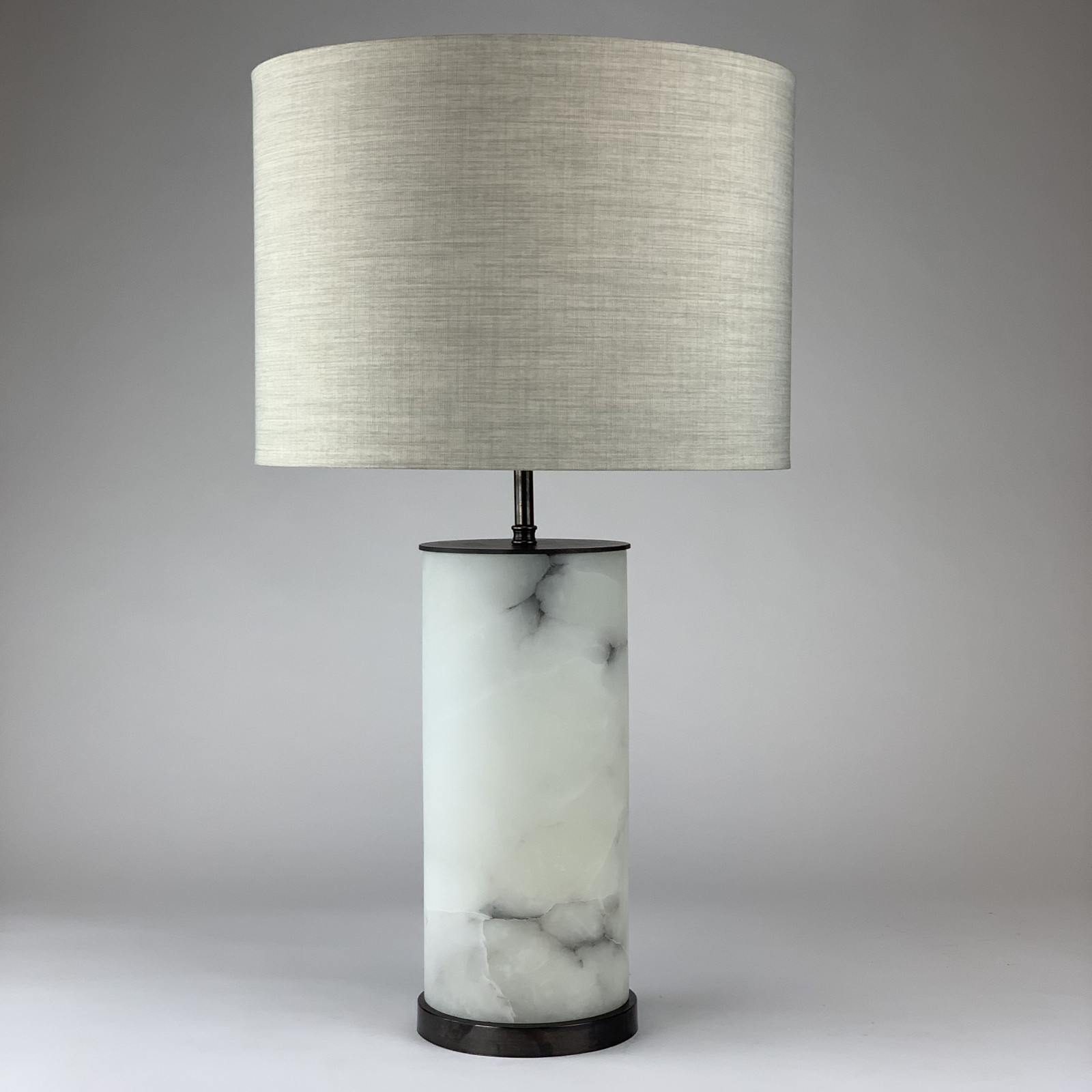 Cylindrical Alabaster Lamp On Brown Bronze Base (T6902) - TYSON ...