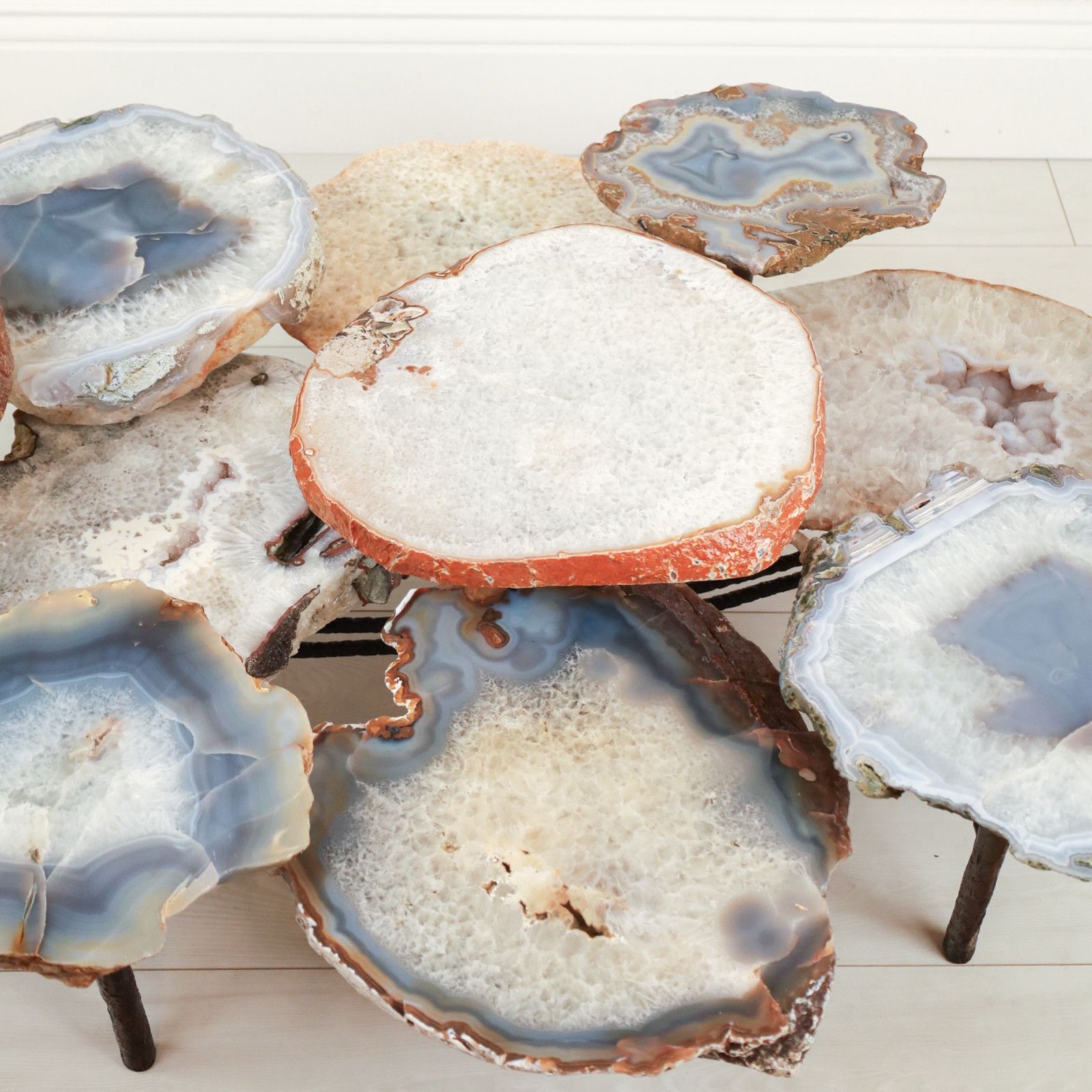 Rough Edged Agate Disc Coffee Table (T7523) - TYSON - DECORATIVE LIGHTING AND BESPOKE FURNITURE