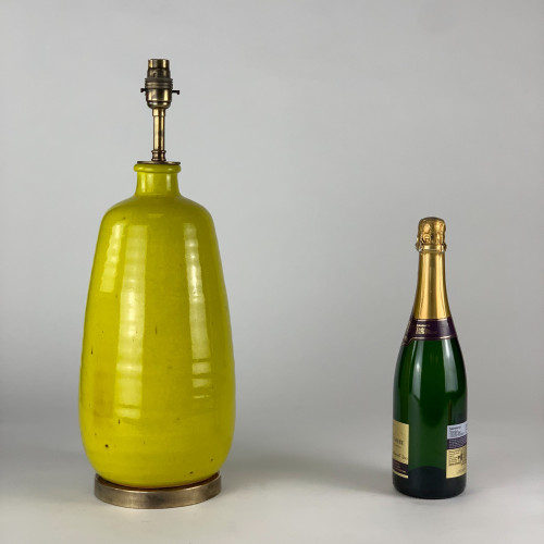 Pair Of Ceramic Yellow Lamps On Antique Brass Bases (T6821) - TYSON ...