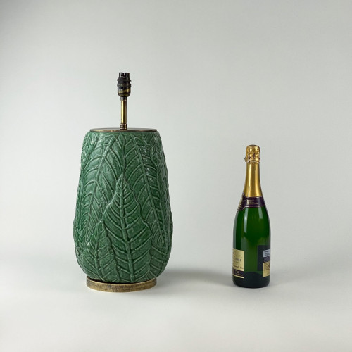 Pair Of Large Green Ceramic Leaf Lamps On Antique Brass Bases (T7256 ...